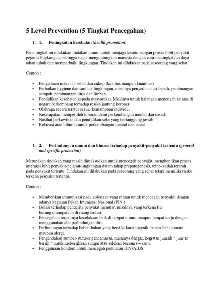 5 Level Prevention | PDF