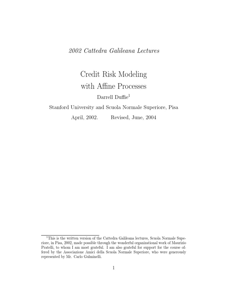 Credit Risk Modeling With Affine Processes - Darell Duffie | PDF | Swap ...