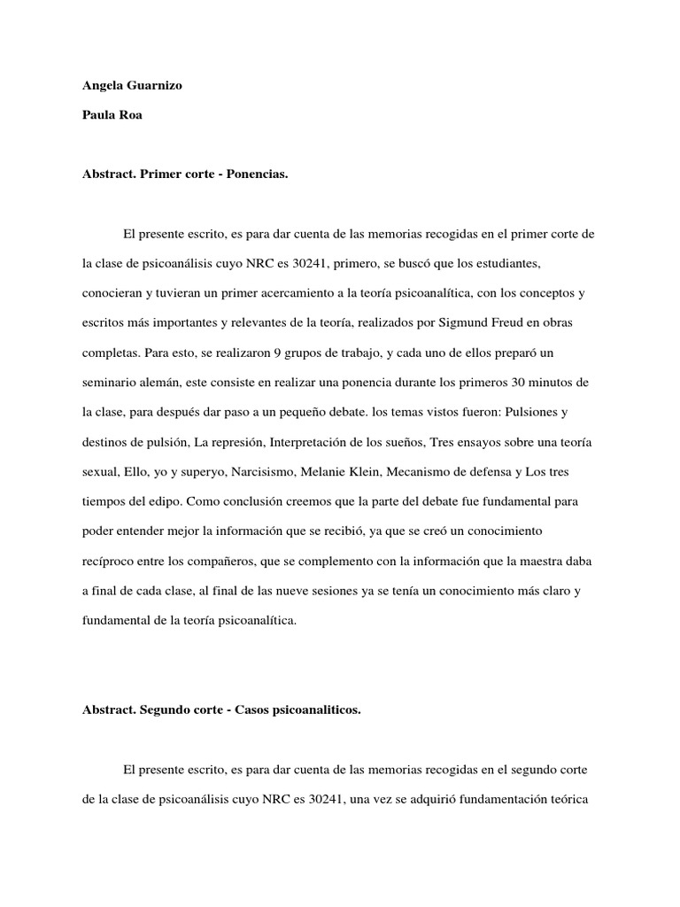 Abstract Psicoanalisis | Descargar gratis PDF | Psicoanálisis | Sigmund ...