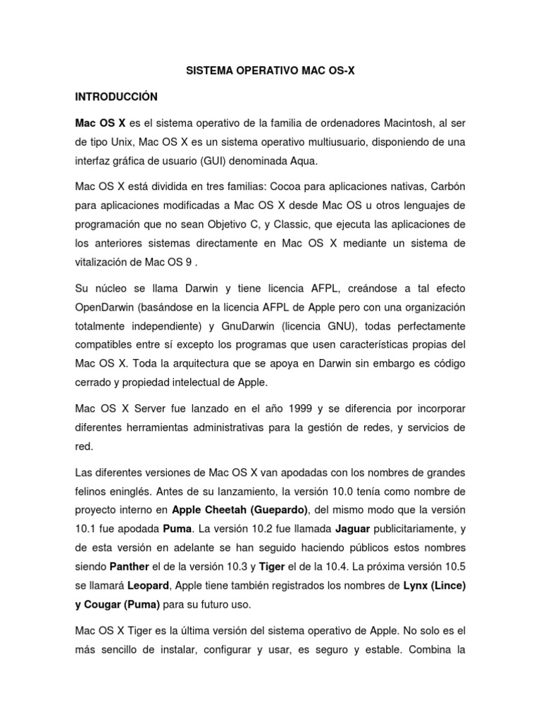 Sistema Operativo Mac Os | PDF | Mac OS | Macintosh