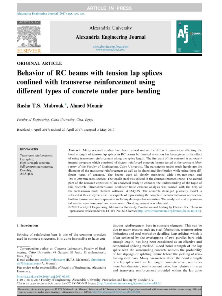 3 - (VIP) Behavior of RC Beams With Tension Lap Splices Confined With ...