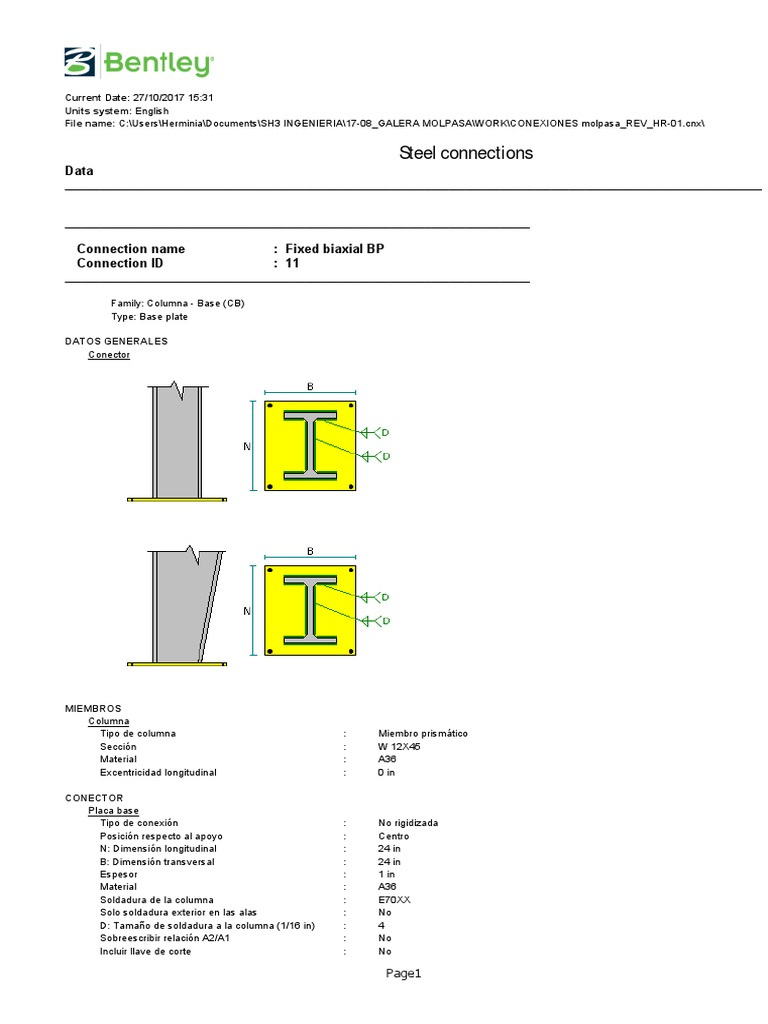 Datos CNX PB 24x24x1 - w12x45 | PDF | Metalurgia | Acero