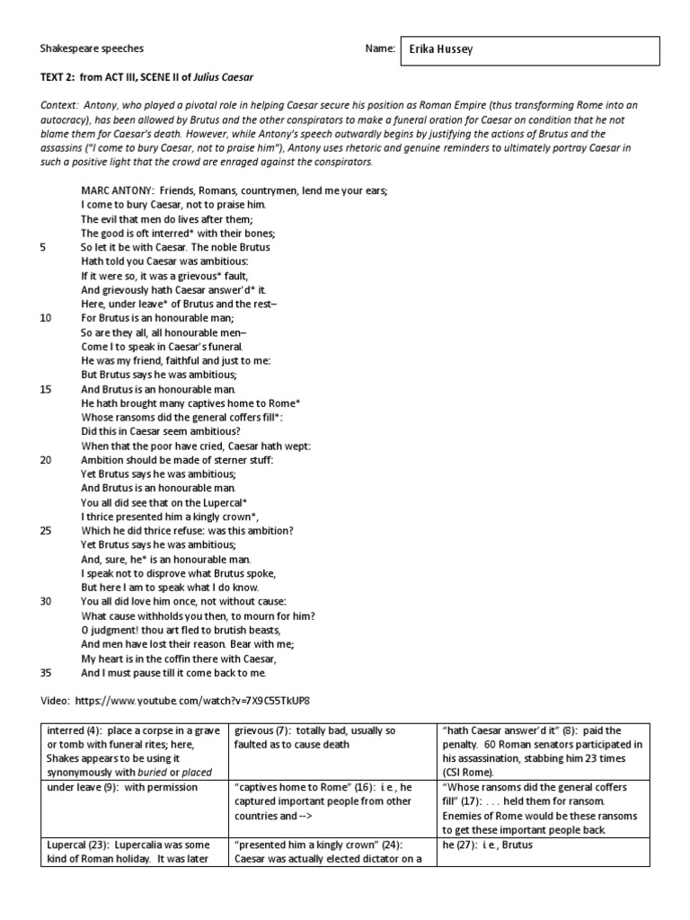Shakespeare Speeches | PDF | Shakespearean Tragedies