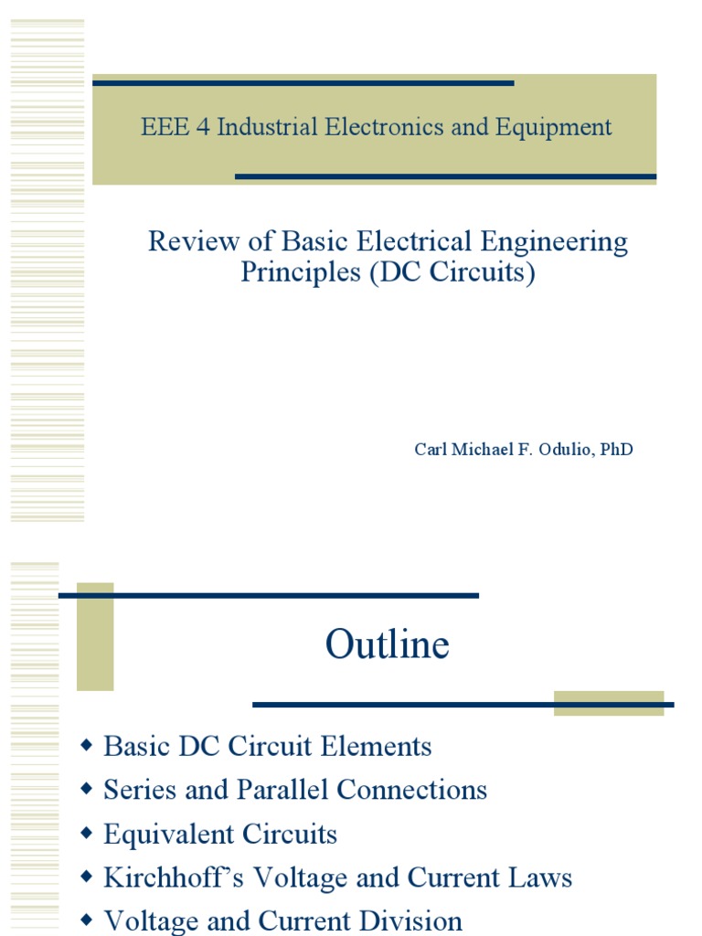 Review of Basic Electrical Engineering Principles for DC Circuits: An ...