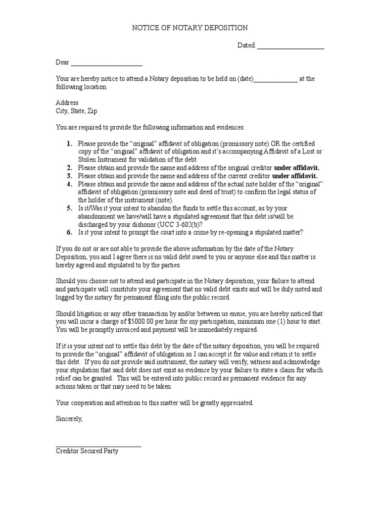 Notary Deposition | PDF | Notary Public | Estoppel