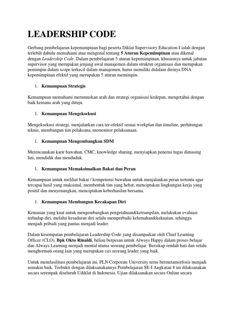 Leadership Code | PDF