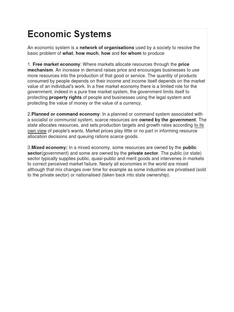 Economic Systems | PDF | Market Economy | Economic System