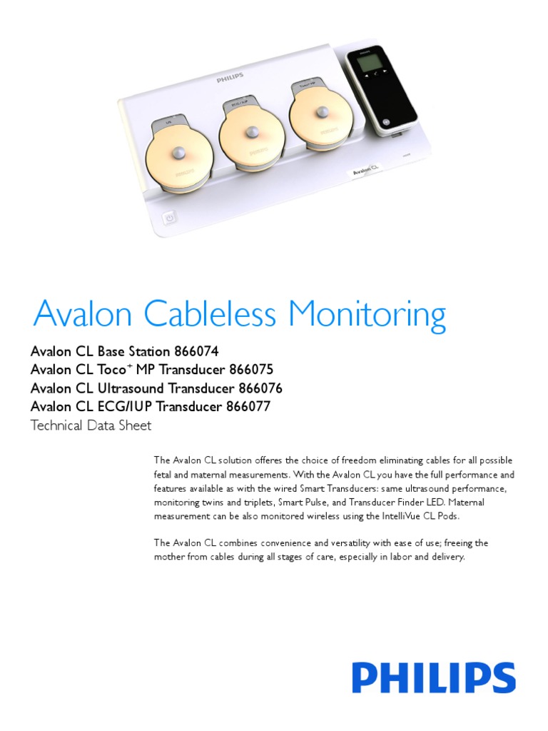 Avalon Cableless Monitoring | PDF | Rechargeable Battery | Monitoring ...