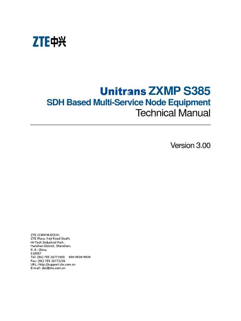 090413-ZXMP S385 (V3.00) Technical Manual | PDF | Asynchronous Transfer Mode | Computer Network
