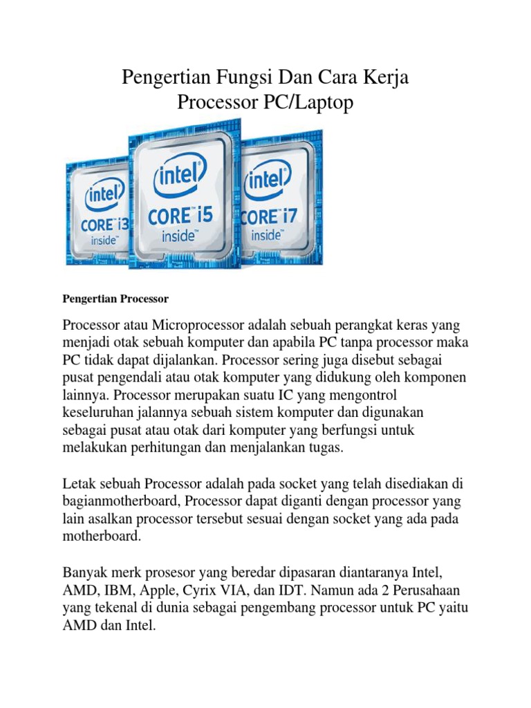 Pengertian Fungsi Dan Cara Kerja Processor | PDF | Game & Aktivitas ...