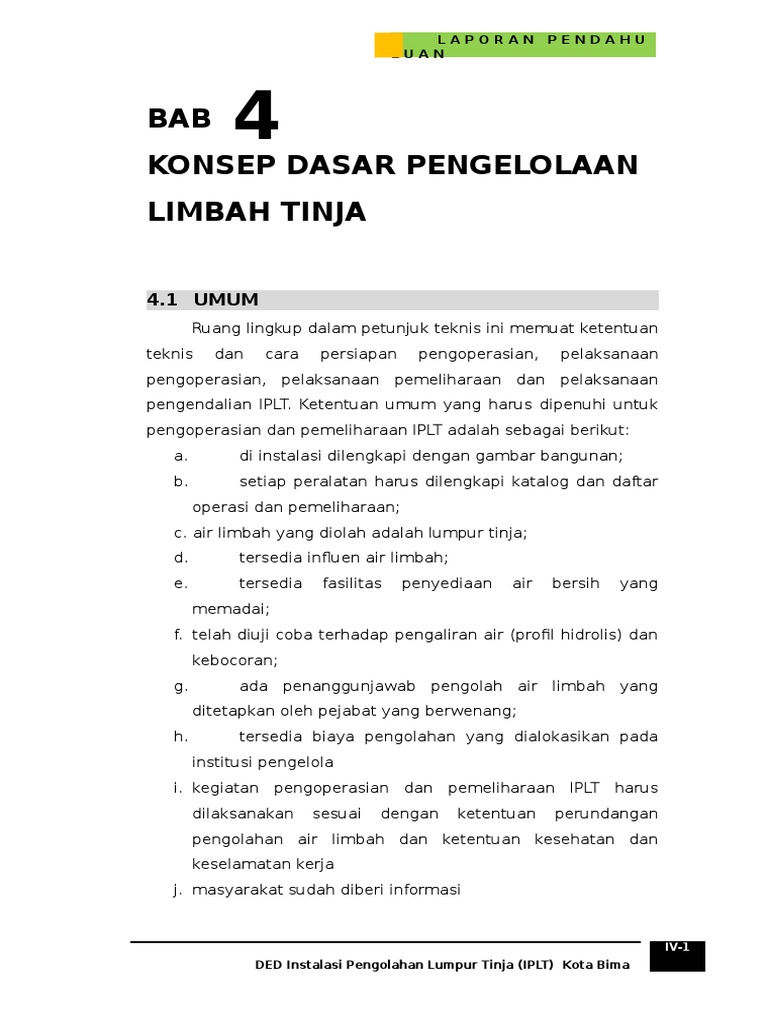 Bab 4 - Konsep Pengolahan Lumpur Tinja | PDF