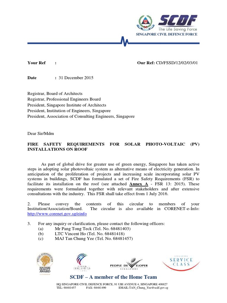 Circular Fire Safety Requirements For Solar PV Installation On Roof ...
