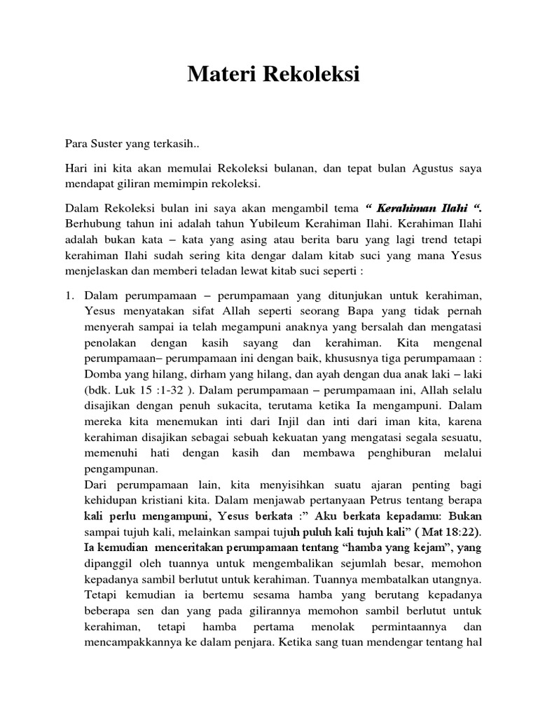 Materi Rekoleksi | PDF