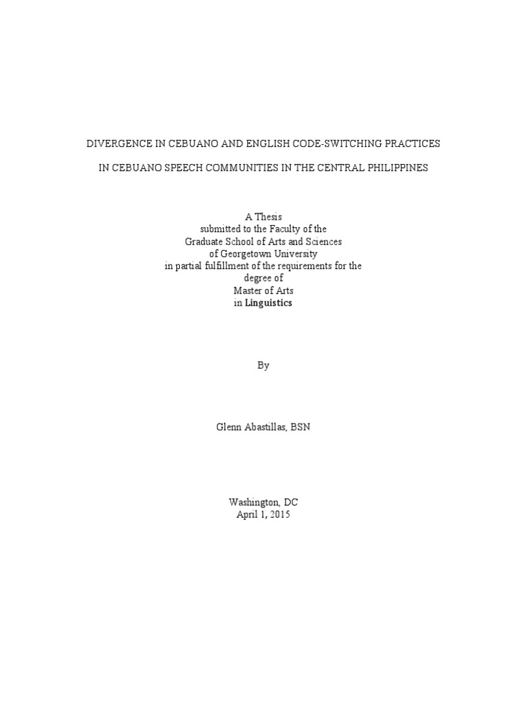 Divergence in Cebuano and English Code-Switching Practices in Cebuano ...