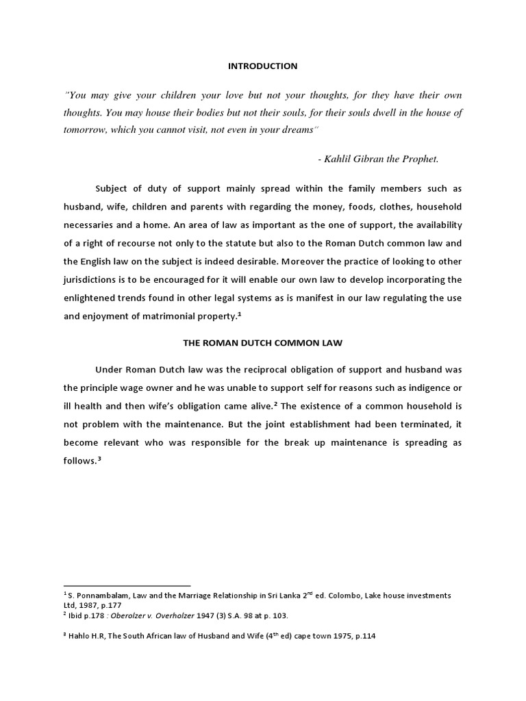 Maintenance Law in Sri Lanka | PDF | Wife | Husband