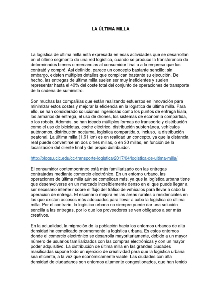 La Última Milla | PDF | Logística | Distribución (comercial)