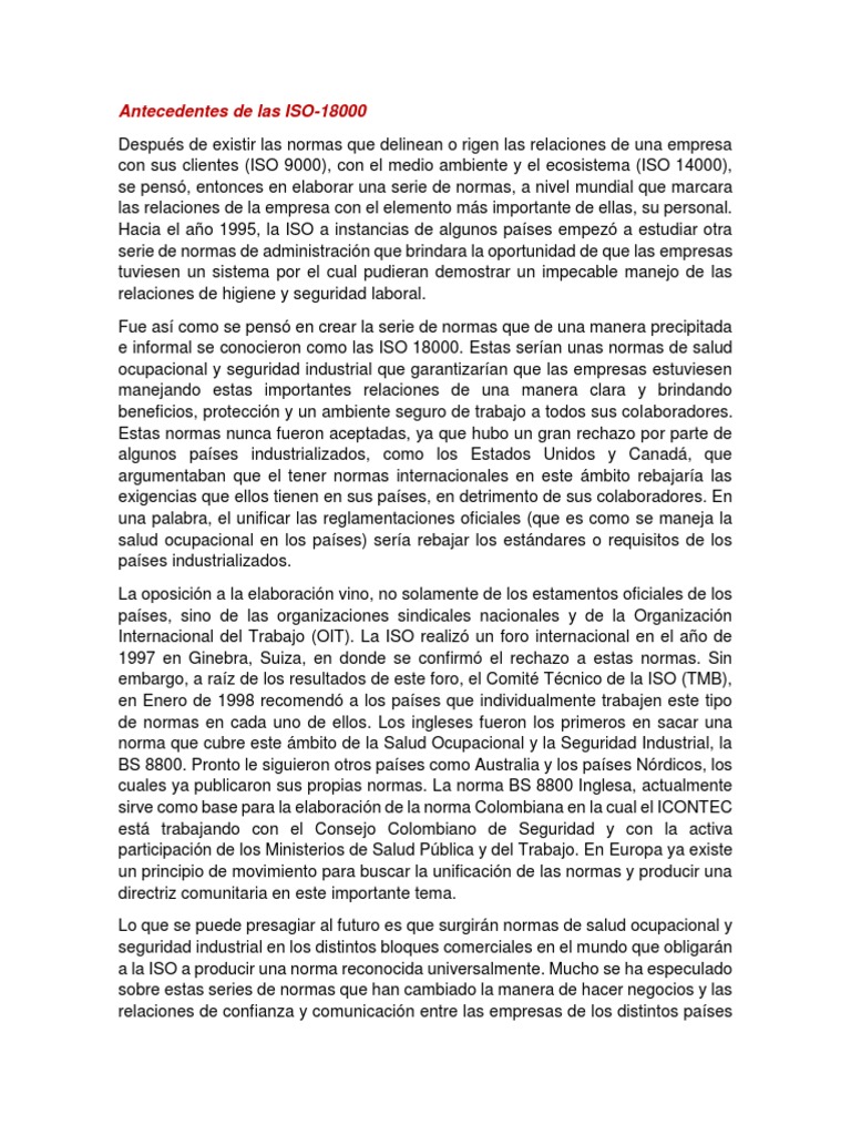 Iso 18000 | PDF | Seguridad y salud ocupacional | Iso 9000