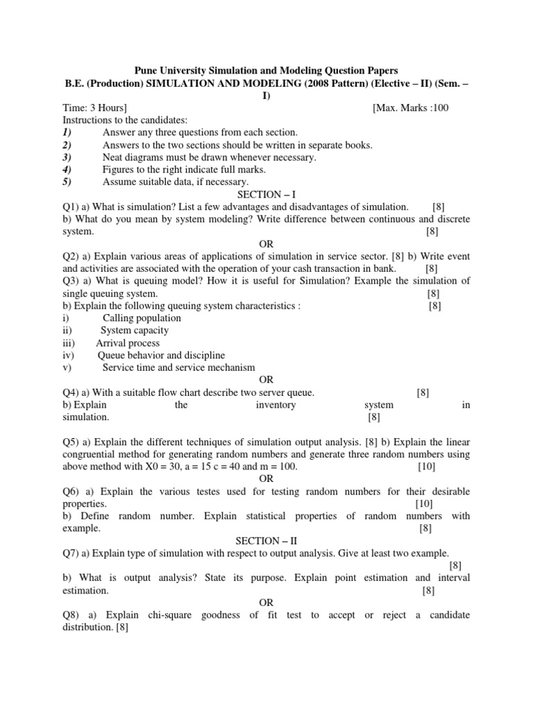 Pune University Simulation and Modeling Question Papers | PDF ...