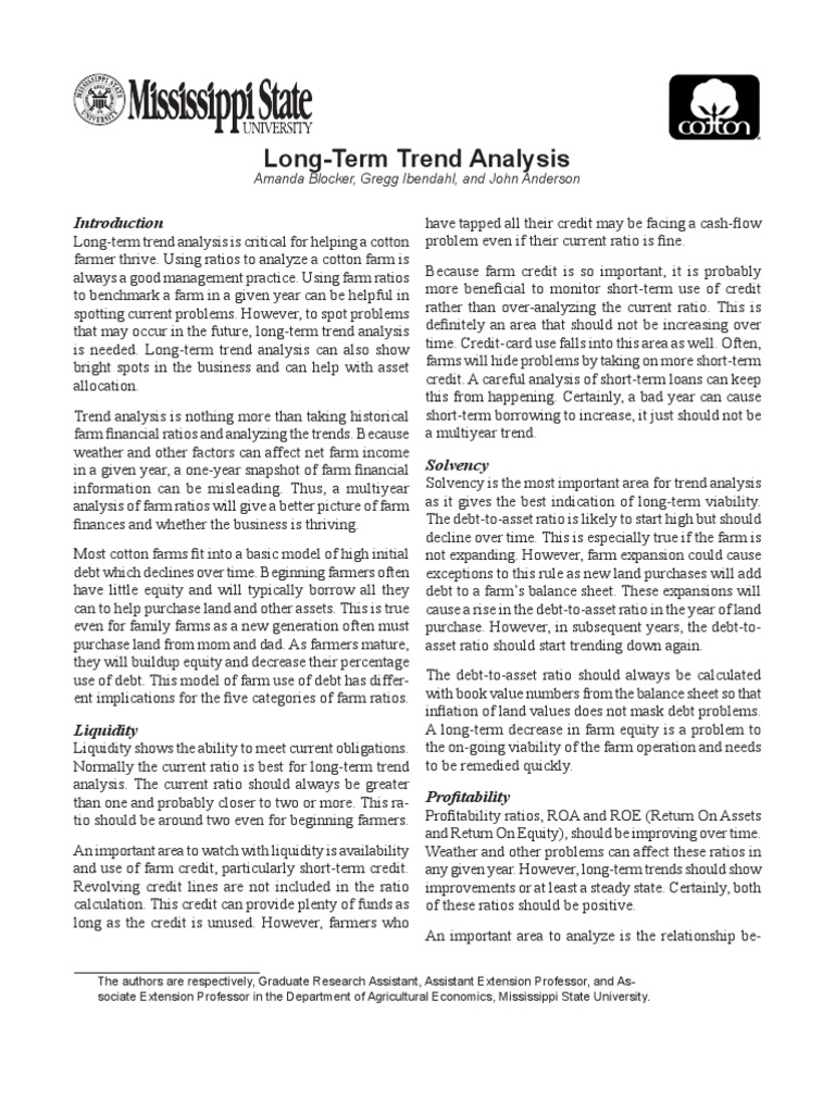 Long-Term Trend Analysis for Cotton Farms | PDF | Revenue | Expense
