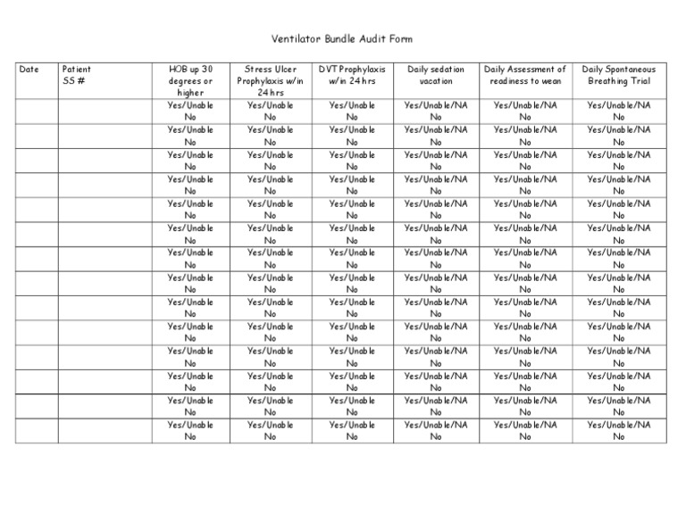 Ventilator Bundle Audit WPB VA | PDF | Respiratory System | Medical ...