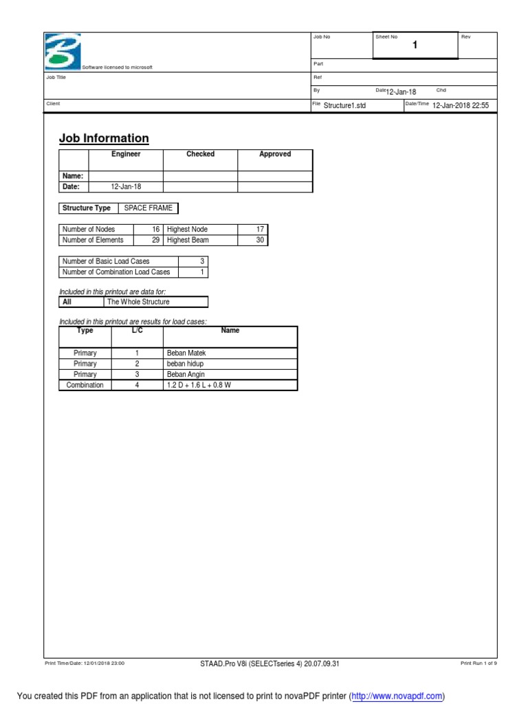Job Information: Engineer Checked Approved | PDF | Software | Computing