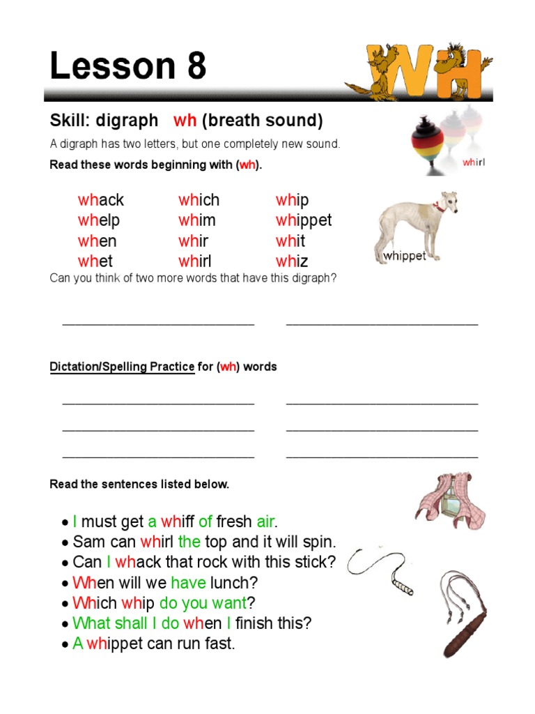 Lesson 8 Digraph (WH) | PDF | Language Arts & Discipline | Teaching ...