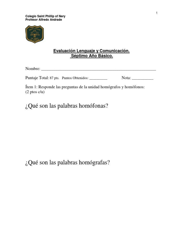 Prueba Homofonos y Homografos | PDF | Ocio