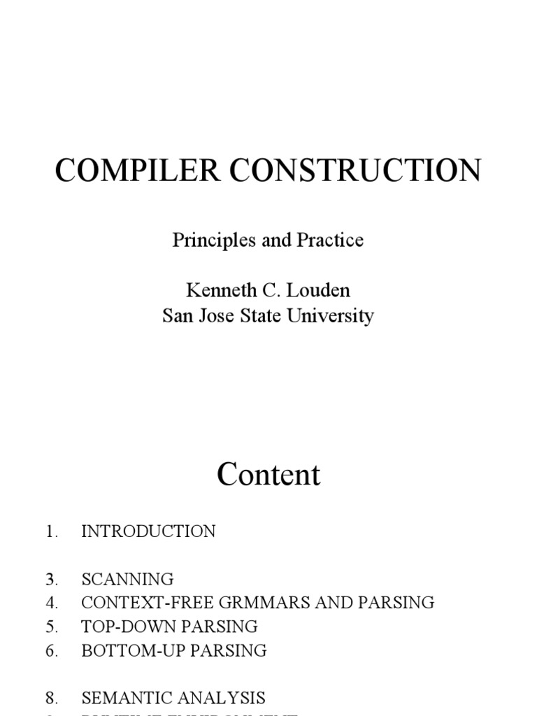 Chapter One Kenneth and Louden Slide | PDF | Compiler | Parsing