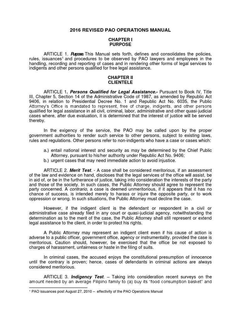 2016 PAO Operations Manual Guide | PDF | Continuance | Arraignment