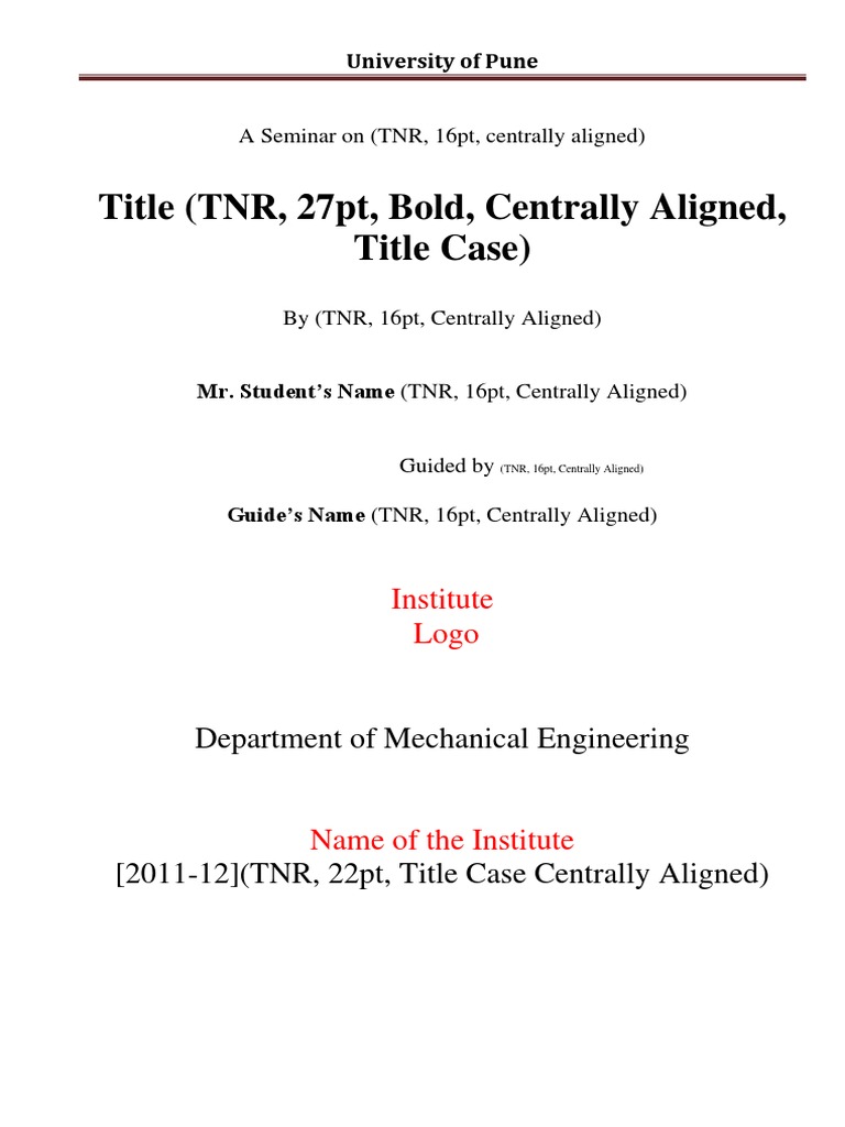 Title (TNR, 27pt, Bold, Centrally Aligned, Title Case) : Department of ...