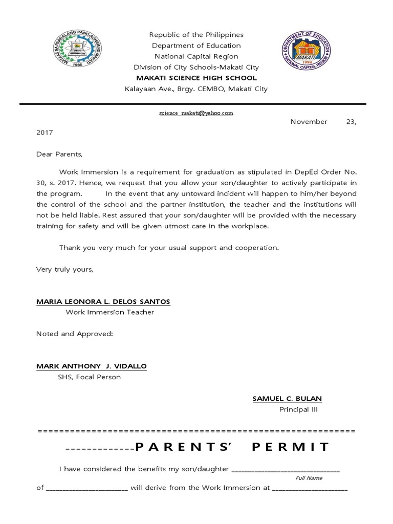 Parents Permit | PDF | Government | Social Institutions