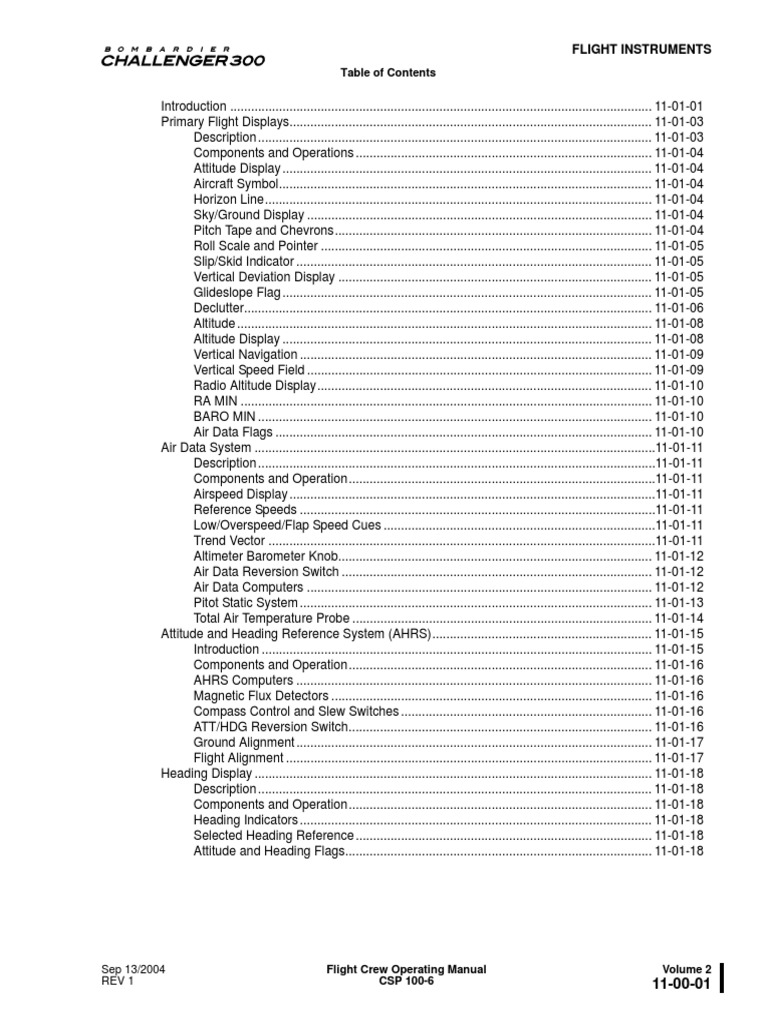 Bombardier Challenger Global 00-Flight Instruments | PDF | Measuring ...