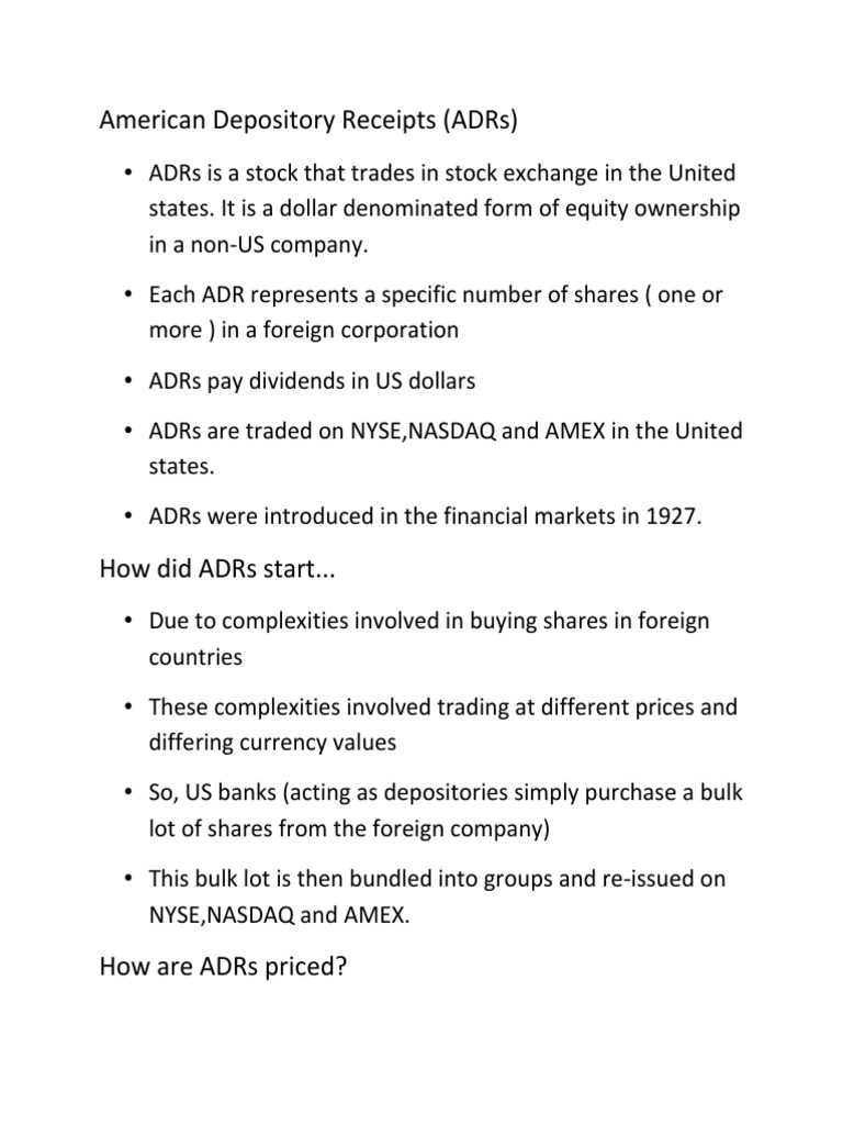 American Depository Receipts (Adrs) | PDF | American Depositary Receipt ...