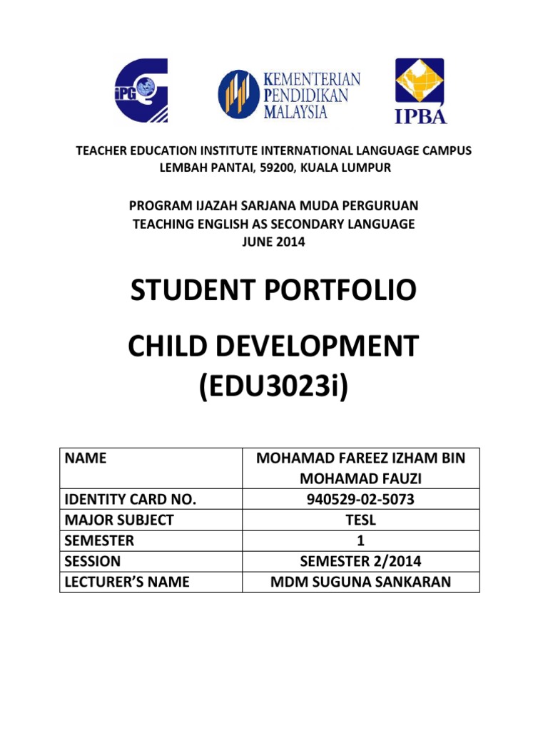 Student Portfolio Child Development (EDU3023i) | PDF