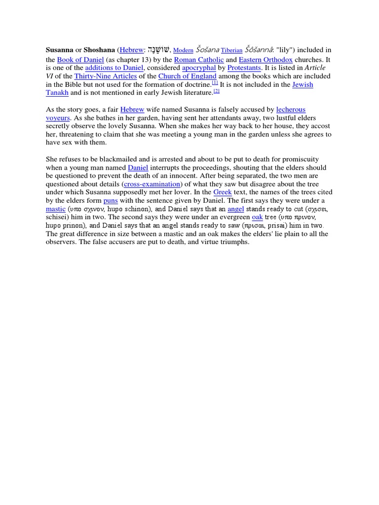 Susanna's Story: Apocryphal Tale in Daniel | PDF | Religion & Spirituality