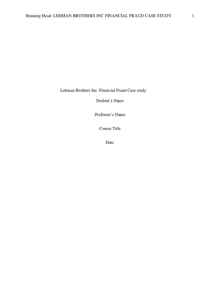 Lehman Inc Financial Fraud Case Study | PDF | Collateralized Debt Obligation | Lehman Brothers