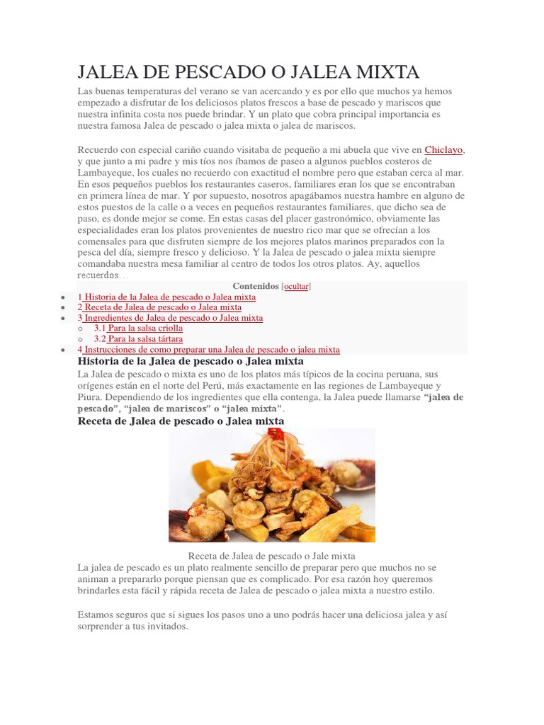 Jalea de Mariscos | Descargar gratis PDF | Mariscos | Pescado como alimento