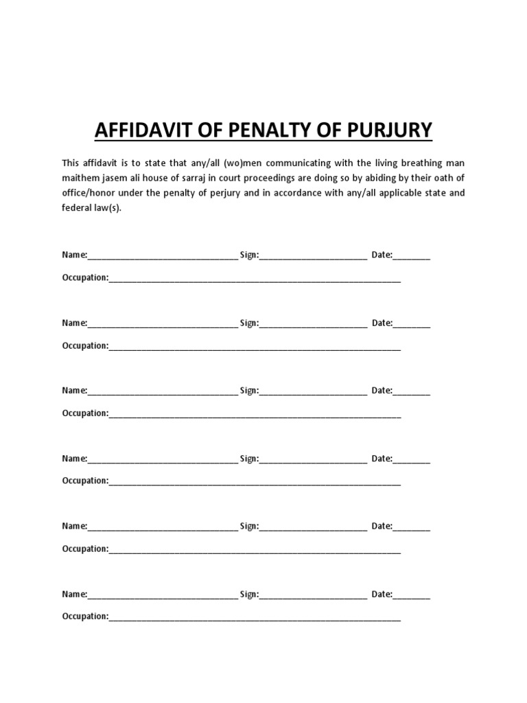 Affidavit of Penalty of Purjury | PDF | Criminal Law | Jurisprudence