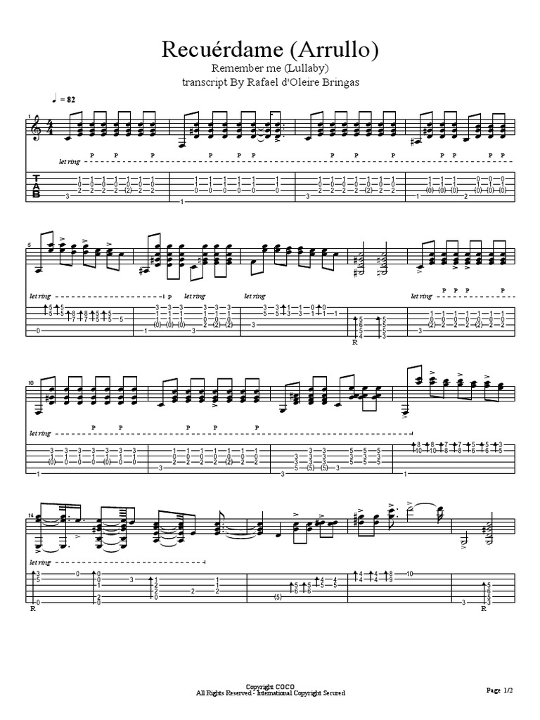 Coco - Recuérdame - Guitarra