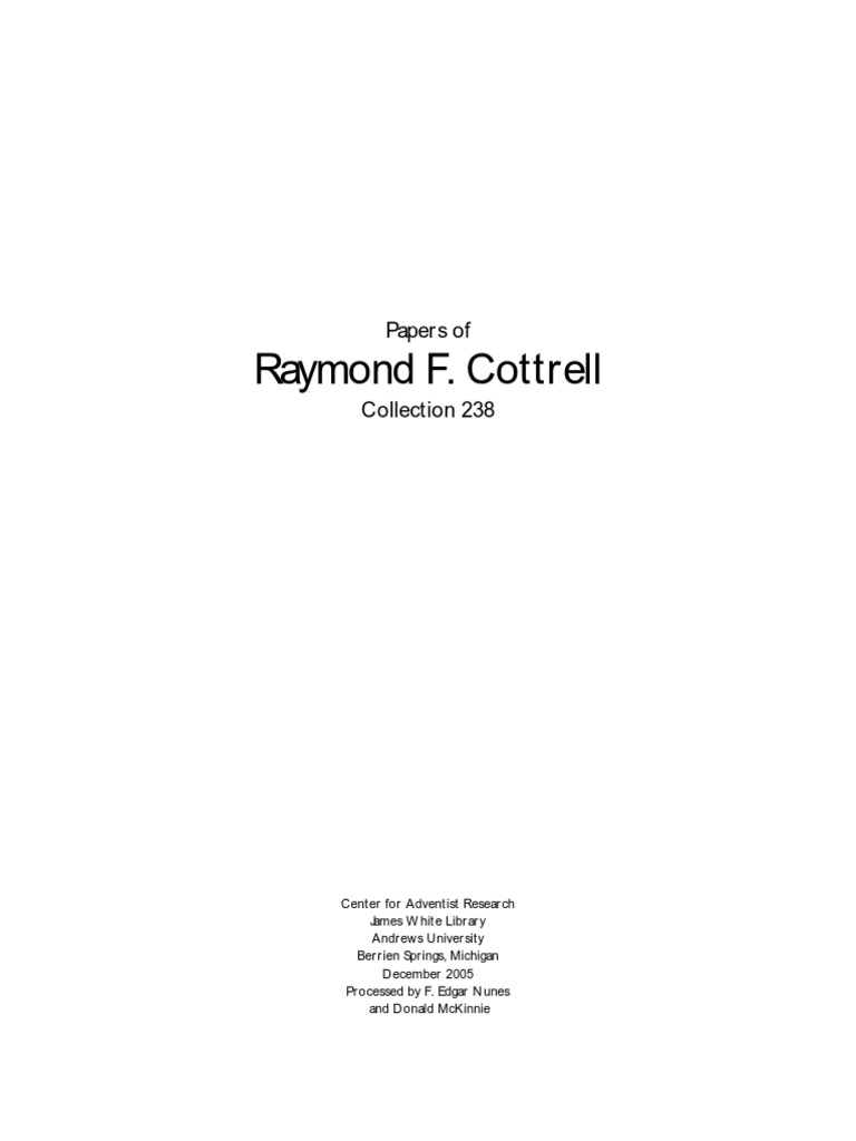 Raymond F. Cottrell: Papers of | PDF | Biblical Hermeneutics ...