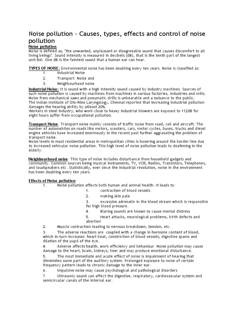 Noise Pollution - Causes, Types, Effects and Control of Noise Pollution ...