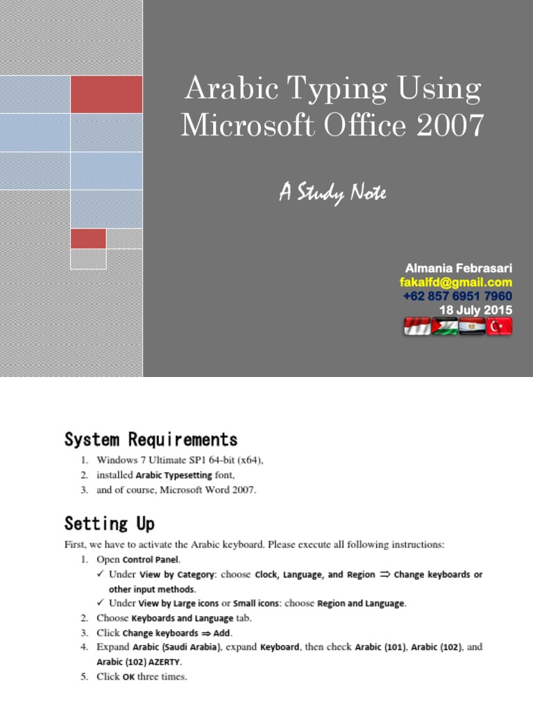 Mengetik Arab Menggunakan Microsoft Office 2007 | PDF | Computer Keyboard | Microsoft Word