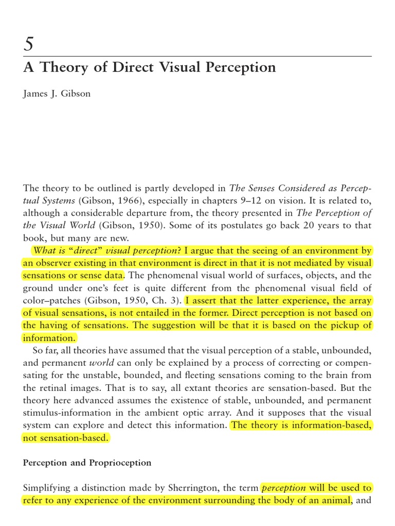 Direct Visual Perception Theory | PDF | Visual Perception | Perception