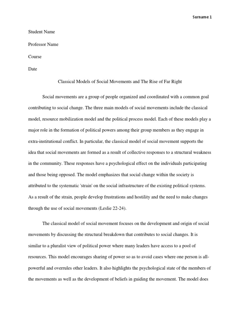 The Classical Models of Social Movement | PDF | Social Movements | Far ...