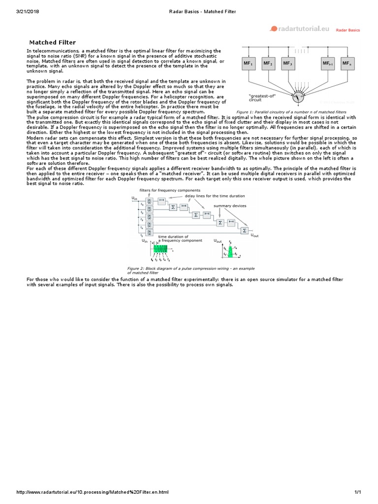 Radar Basics - Matched Filter | PDF | Radar | Filter (Signal Processing)