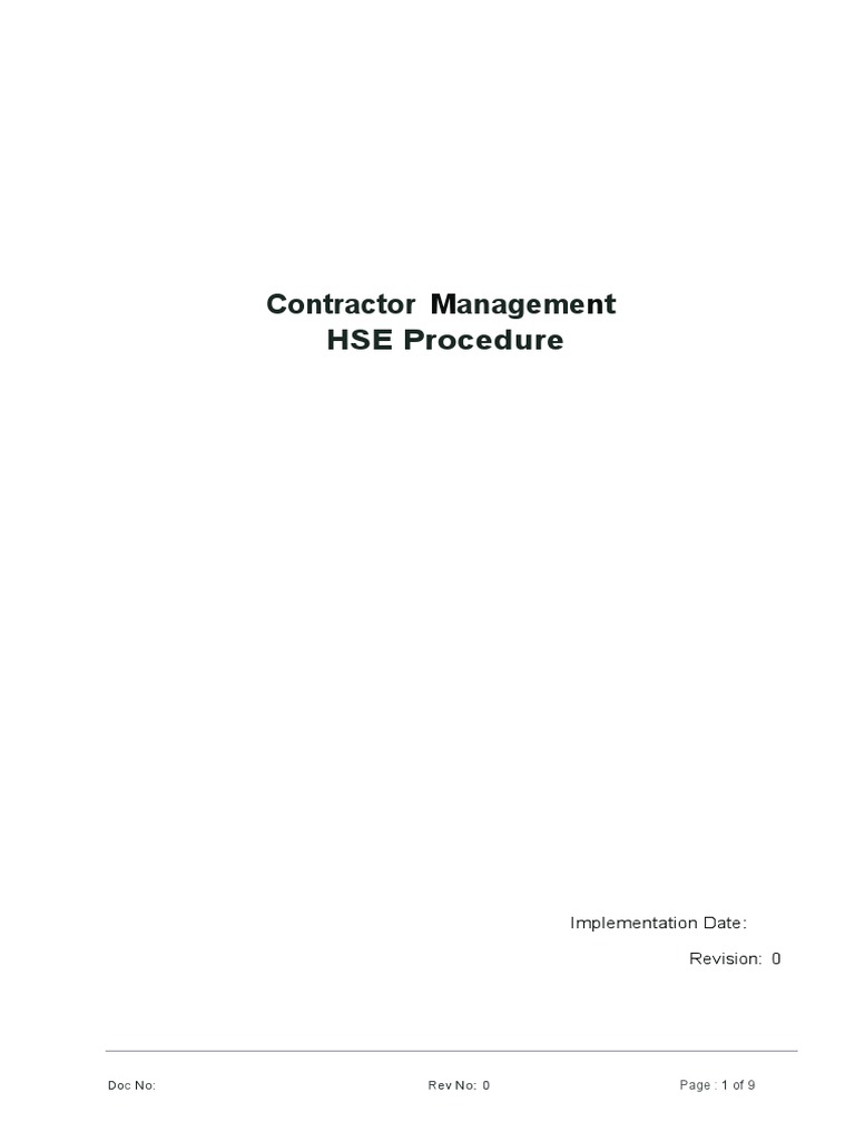Contractor HSE Management Procedure | PDF | Occupational Safety And ...