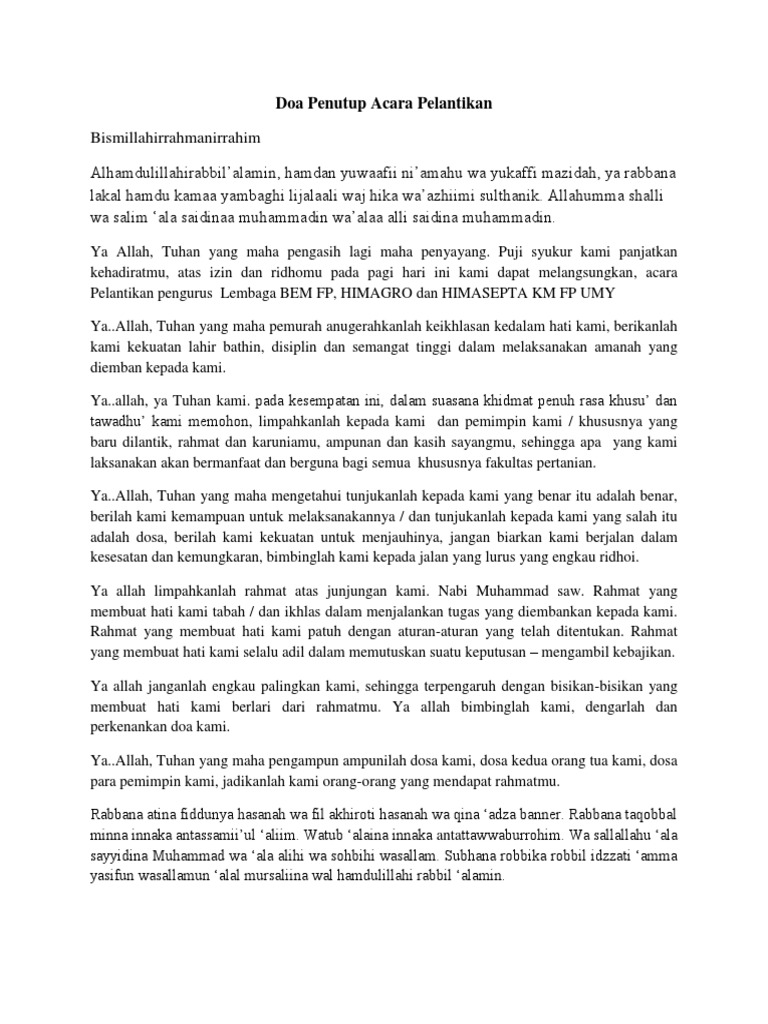 5420 - Doa Penutup Acara Pelantikan | PDF