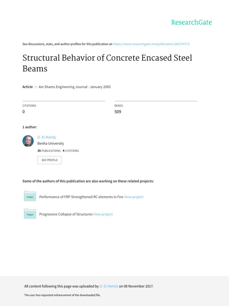 Structural Behavior of Concrete Encased Steel Beam | PDF | Stress ...
