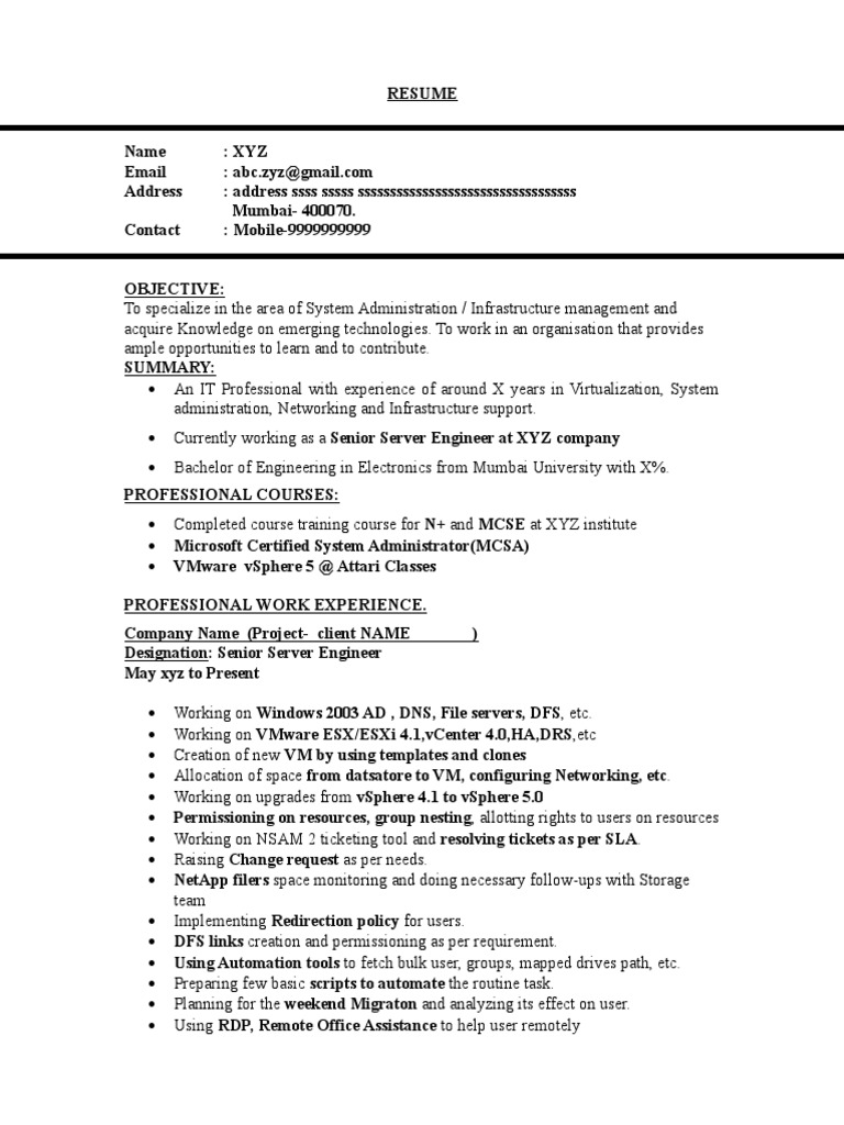 Sample Resume | PDF | Active Directory | Group Policy