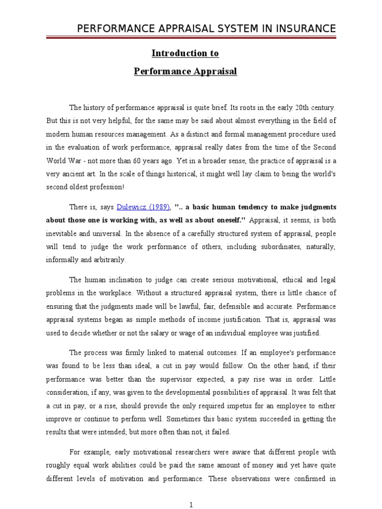 Insurance Performance Appraisal Guide | PDF | Performance Appraisal | Evaluation